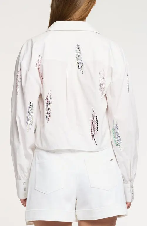 Cinq À Sept Marianna Paillette Whirl Stretch Poplin Button-up Shirt - White