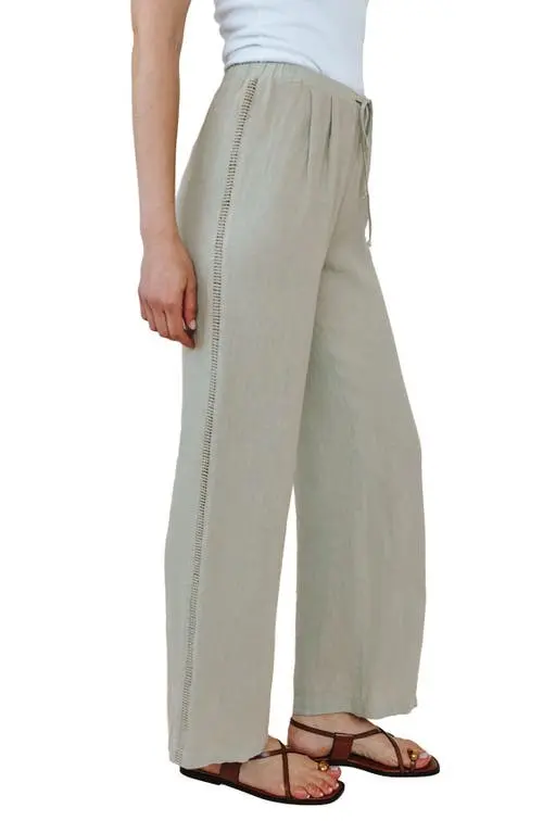 Bella Dahl Wide Leg Linen Pants - Green Tea