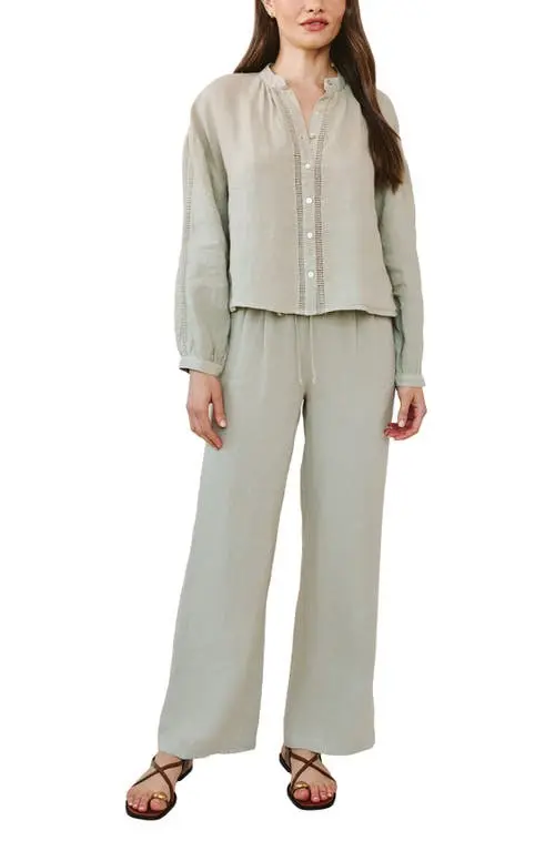 Bella Dahl Wide Leg Linen Pants - Green Tea