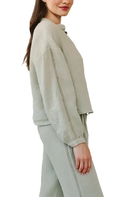 Bella Dahl Open Stitch Linen Top - Green Tea