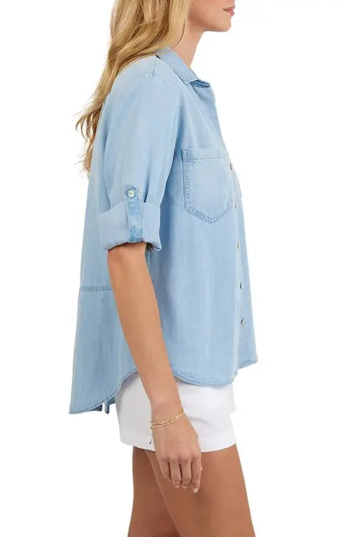 Bella Dahl Split Back Denim Shirt - Light Sun Spray