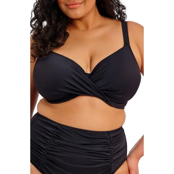 Elomi Underwire Twist Front Bikini Top - Black