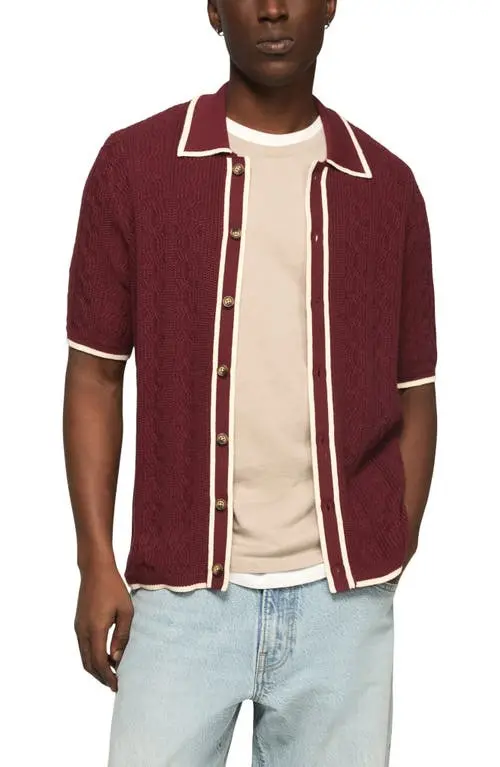 Lucky Brand Tipped Short Sleeve Cardigan