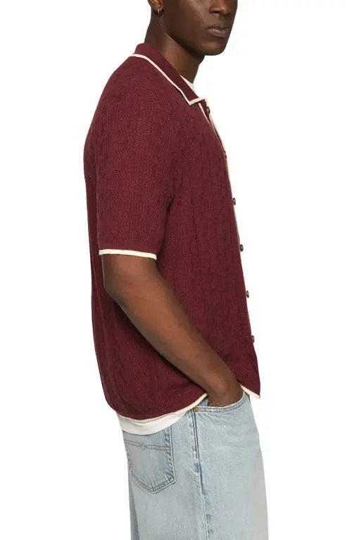 Lucky Brand Tipped Short Sleeve Cardigan