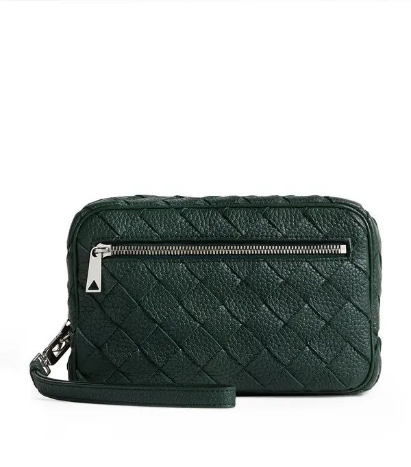 Bottega Veneta Small Leather Intrecciato Pouch - Green