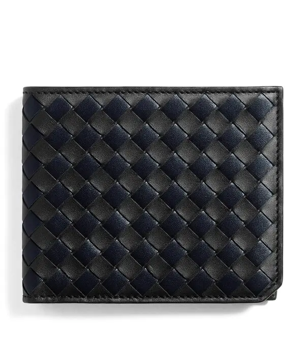 Bottega Veneta Leather Intrecciato Piccolo Bifold Wallet - Grey