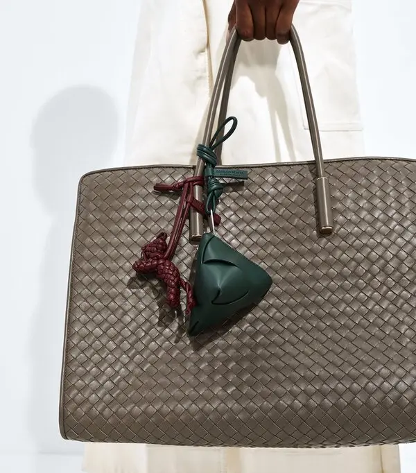 Bottega Veneta Leather Intrecciato Cat Charm - Red