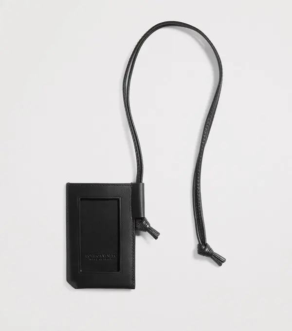 Bottega Veneta Leather Intrecciato Piccolo Badge Holder - Grey