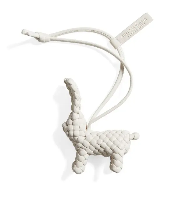 Bottega Veneta Leather Intrecciato Rabbit Charm - White