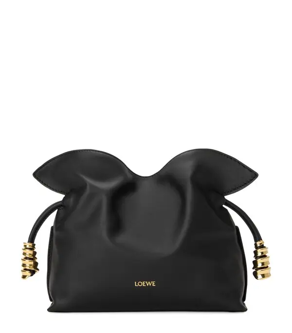 Loewe Mini Leather Flamenco Purse - Black