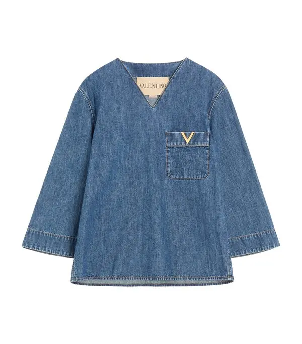 Valentino Garavani Denim V-neck Shirt - Blue