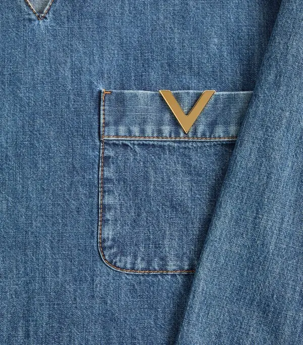 Valentino Garavani Denim V-neck Shirt - Blue