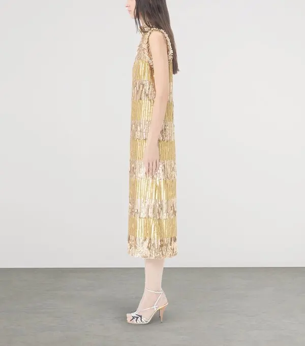 gold valentino dress Garavani Tulle Illusione Midi - Nero