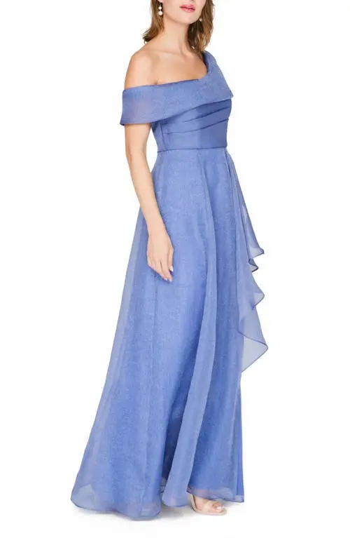 Js Collections Evangeline One-shoulder Organza Gown - Azure Blue