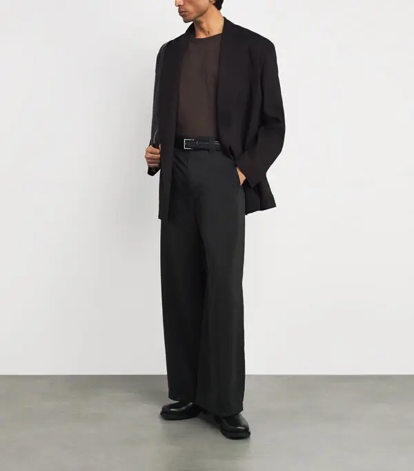 LEMAIRE Silk-blend Wide-leg Trousers - Black