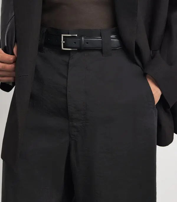 LEMAIRE Silk-blend Wide-leg Trousers - Black