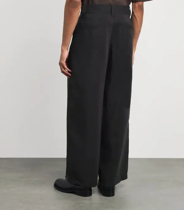 LEMAIRE Silk-blend Wide-leg Trousers - Black