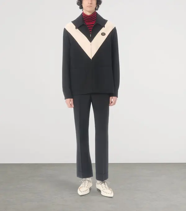 Valentino Garavani Wool-blend Vlogo Jacket - Black