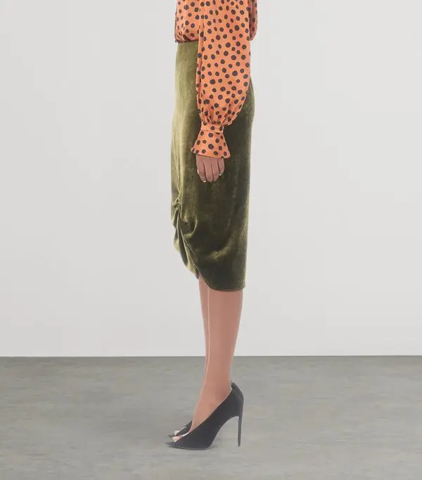 Valentino Garavani Velvet Gathered Midi Skirt - Green