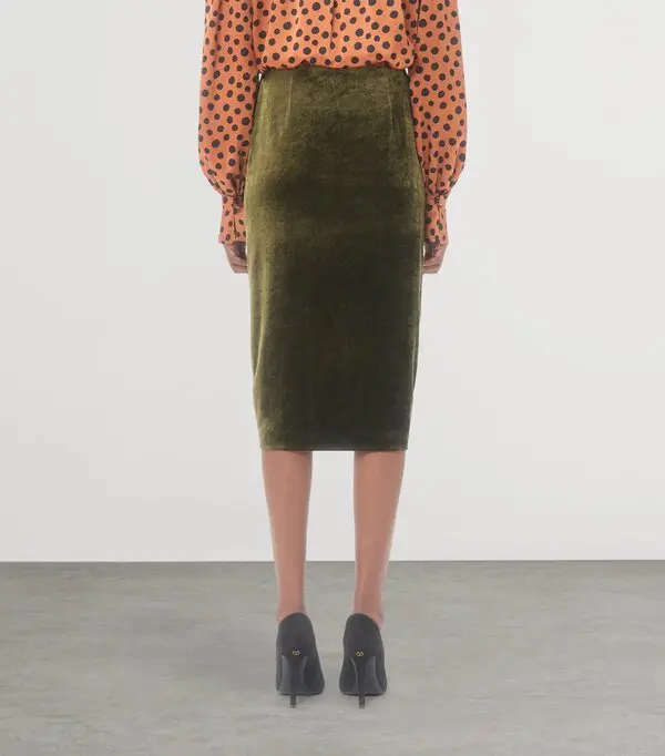 Valentino Garavani Velvet Gathered Midi Skirt - Green
