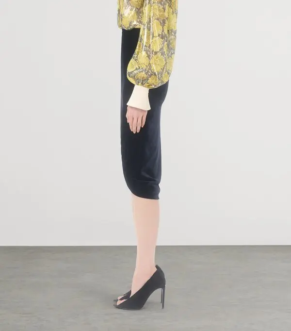 Valentino Garavani Velvet Gathered Midi Skirt - Blue