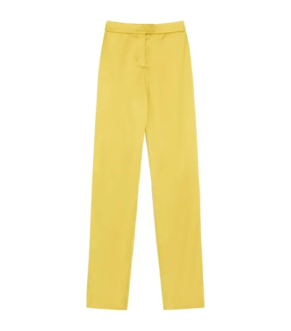 Valentino Garavani Silk-blend Straight Trousers - Yellow
