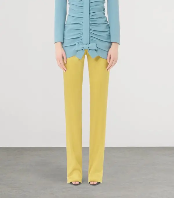 Valentino Garavani Silk-blend Straight Trousers - Yellow