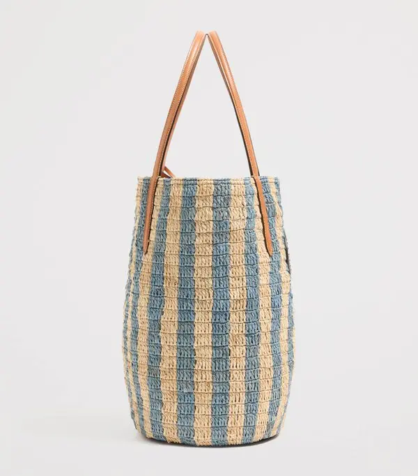 Valentino Garavani Straw Vlogo Signature Bucket Bag - Blue