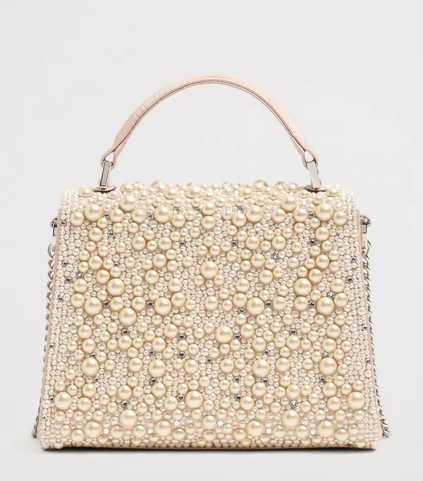 Valentino Garavani Mini Pearl-embellished Vsling Top-handle Bag - Ivory