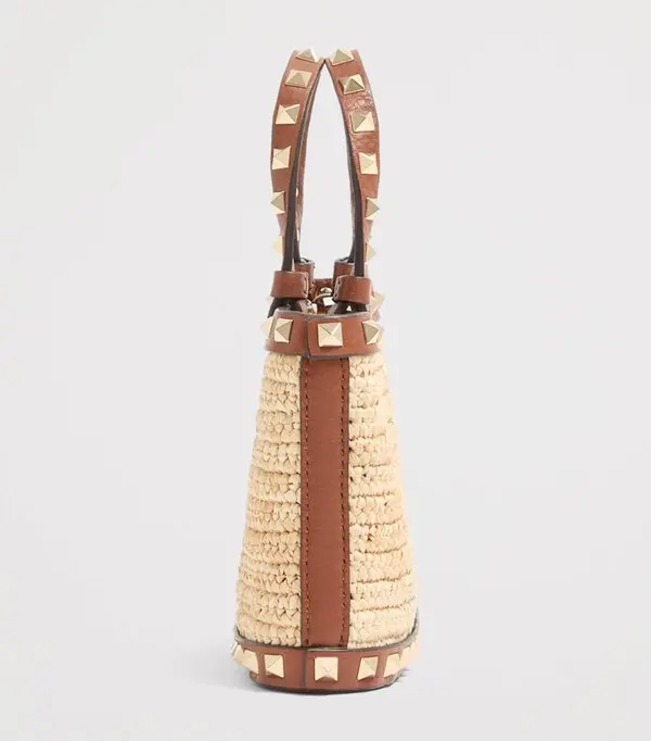 Valentino Garavani Straw Rockstud Top-handle Bag