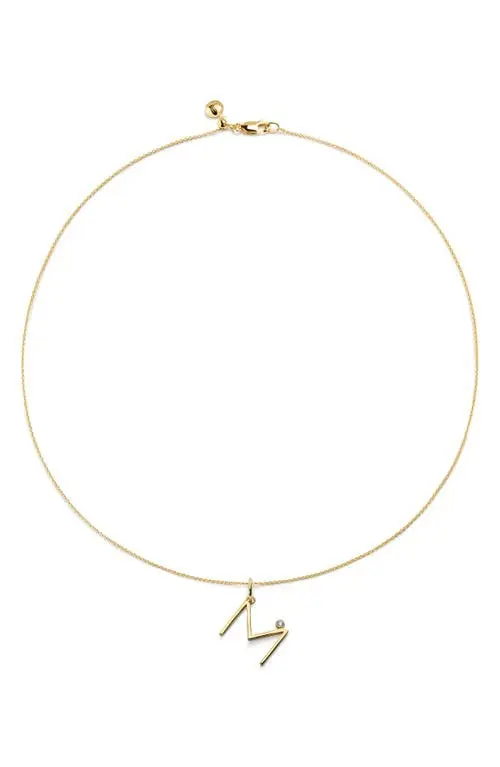 Monica Vinader Diamond Initial Pendant Necklace - 18k Gold Vermeil M