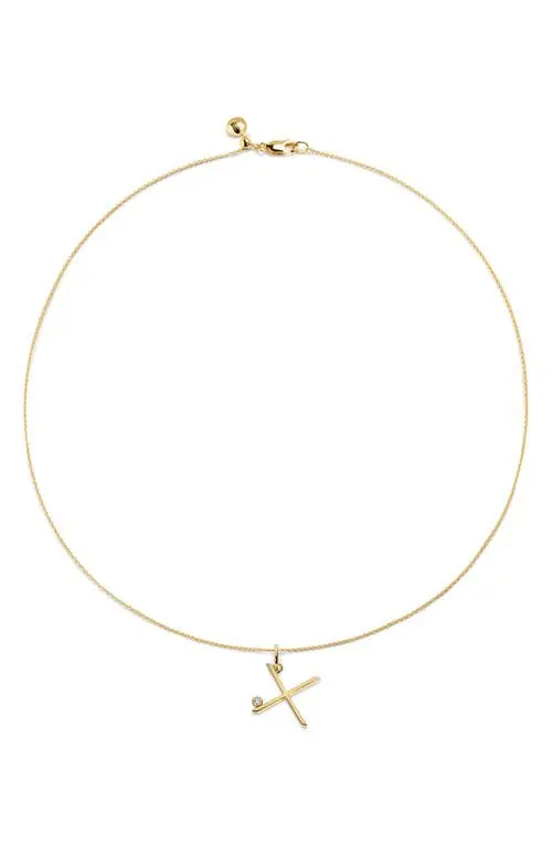 Monica Vinader Diamond Initial Pendant Necklace - 18k Gold Vermeil X