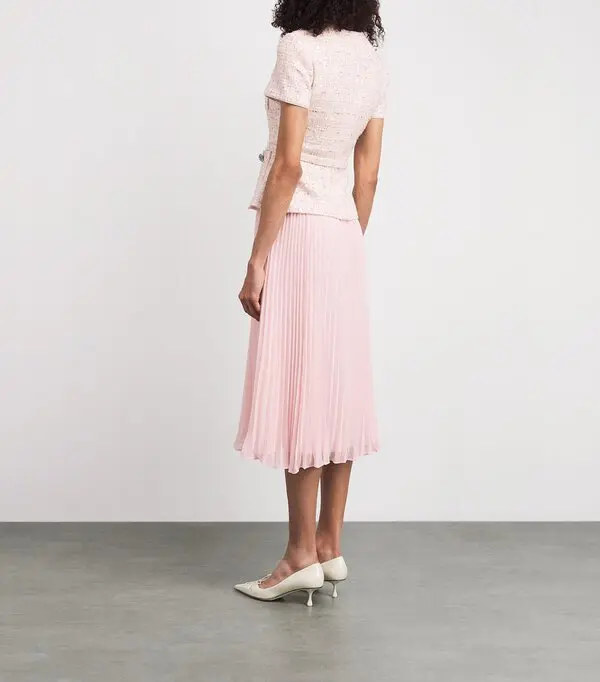 pink sequin boucle midi dress Sequin Boucle Chiffon Midi Dress  self-portrait-US