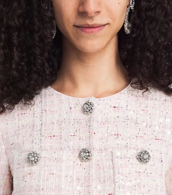 self portrait pink sequin boucle midi dress Pink Sequin Boucle Tailored Midi Dress  self-portrait-US