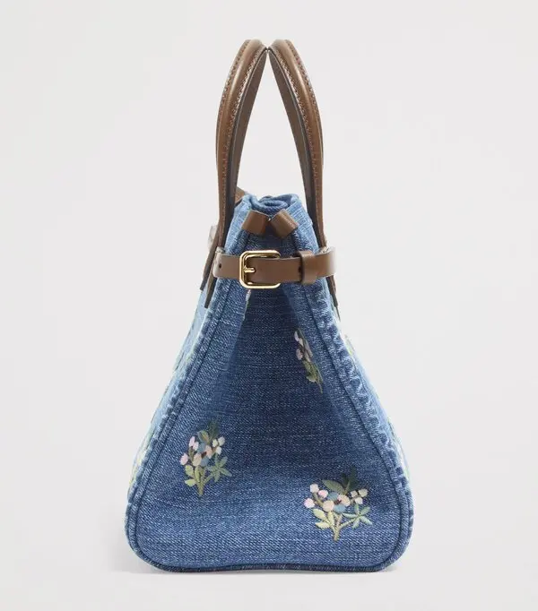 Valentino Garavani Small Embroidered Antibes Top-handle Bag - Blue