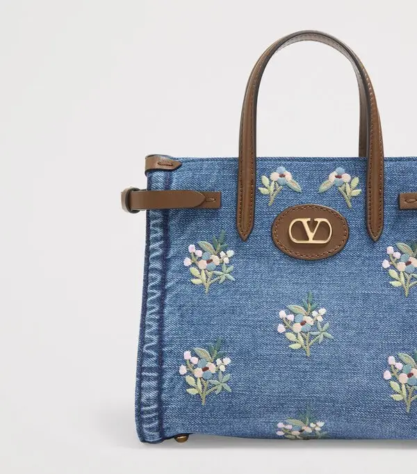 Valentino Garavani Small Embroidered Antibes Top-handle Bag - Blue
