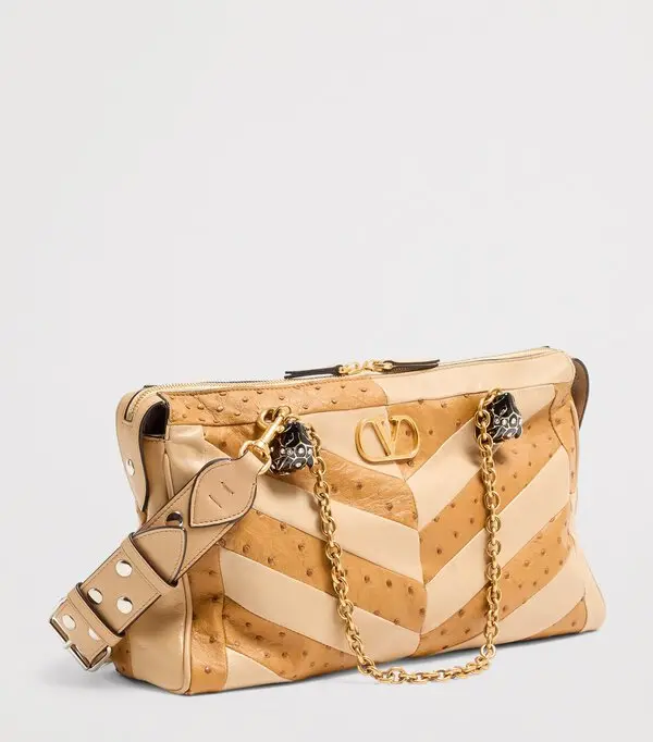Valentino Garavani Medium Ostrich Leather Panthea Tote