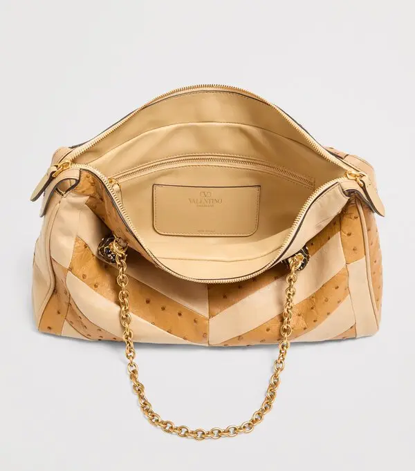 Valentino Garavani Medium Ostrich Leather Panthea Tote