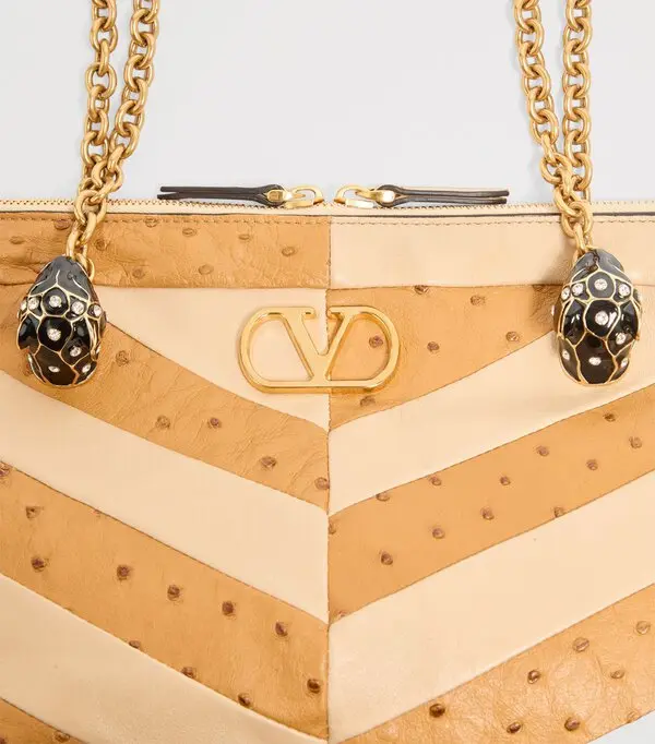 Valentino Garavani Medium Ostrich Leather Panthea Tote