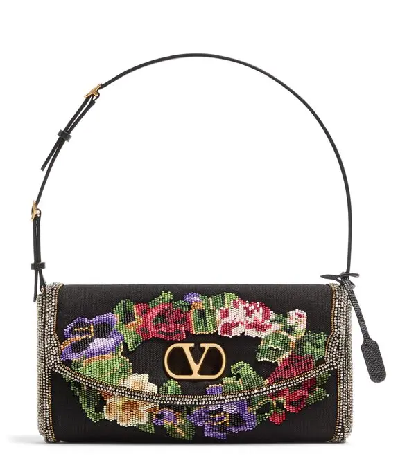 Valentino Garavani Small Embellished Shoulder Bag - Black