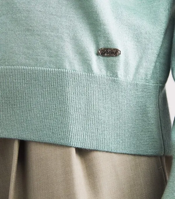 Brioni Cashmere-silk Long-sleeve Polo Shirt - Grey