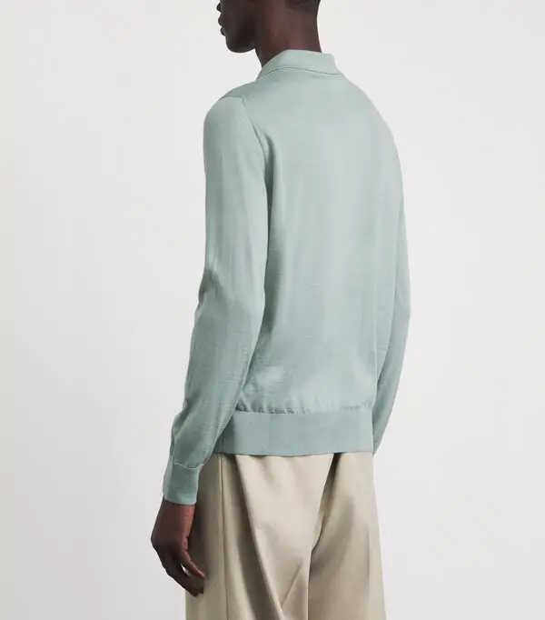 Brioni Cashmere-silk Long-sleeve Polo Shirt - Grey