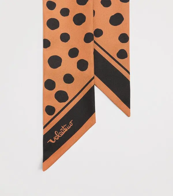 Valentino Garavani Silk Spotted Print Scarf - Brown