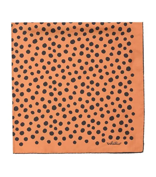 Valentino Garavani Silk Spotted Print Scarf - Brown