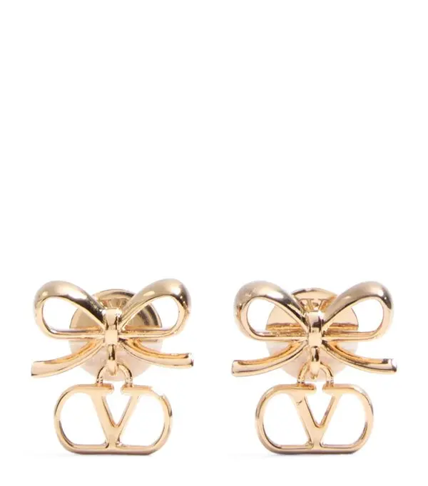 Valentino Garavani Vlogo Signature Bow Earrings - Metallic