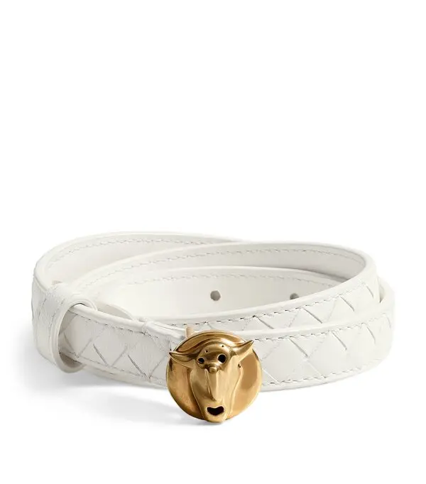 Bottega Veneta Nappa Leather Faces Belt - White