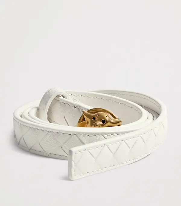 Bottega Veneta Nappa Leather Faces Belt - White