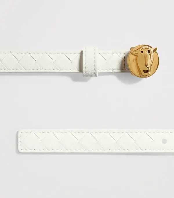 Bottega Veneta Nappa Leather Faces Belt - White