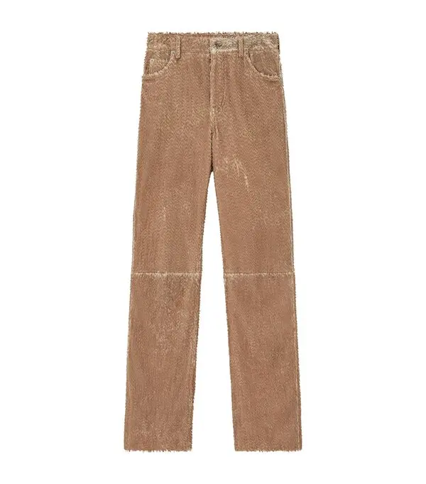 Loewe Frayed Leather Straight Leg Trousers