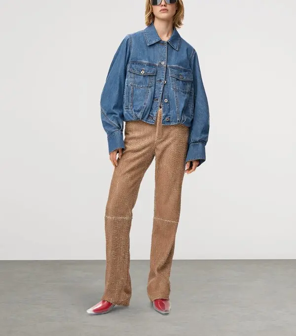 Loewe Frayed Leather Straight Leg Trousers